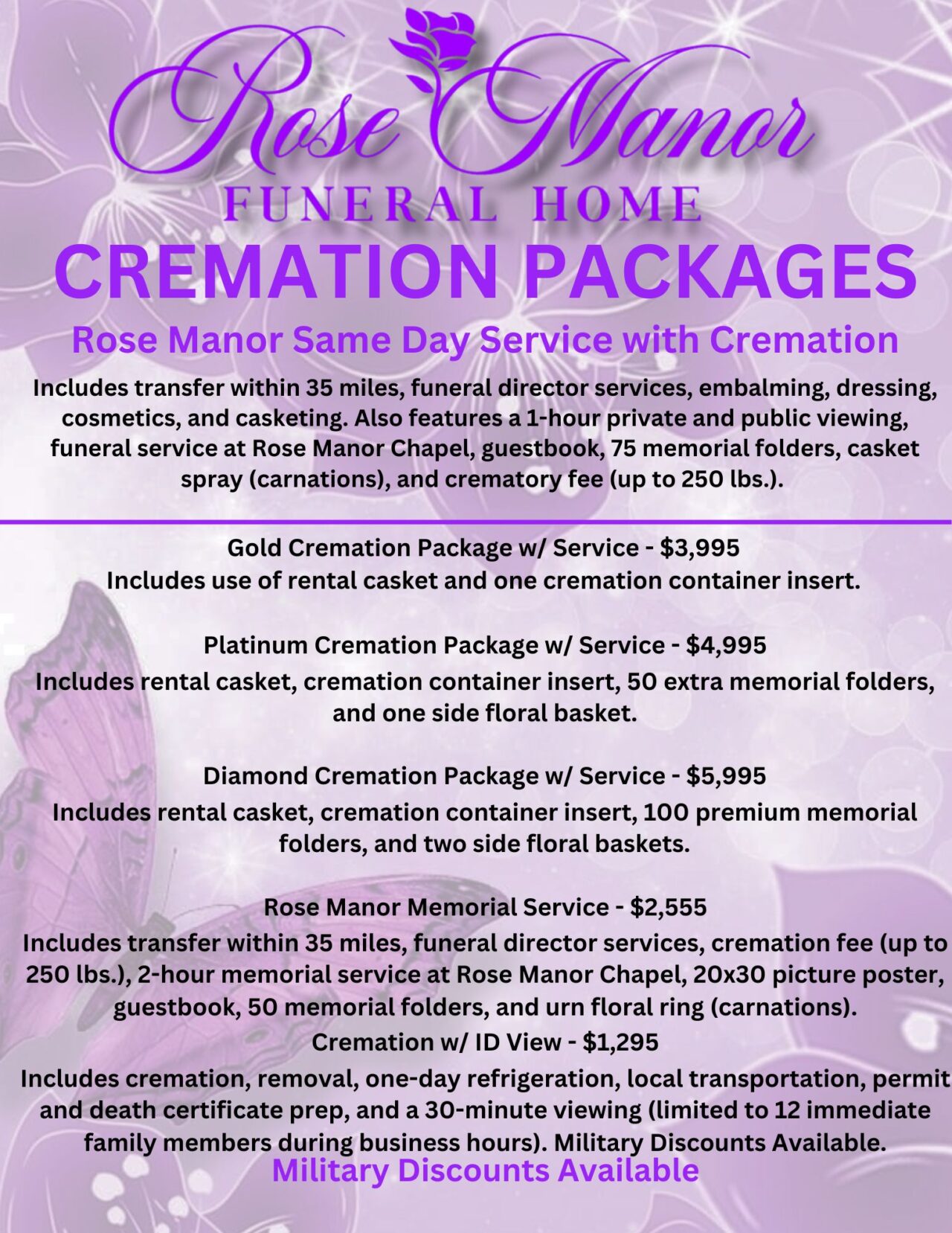 Packages | Rose Manor Funeral Home